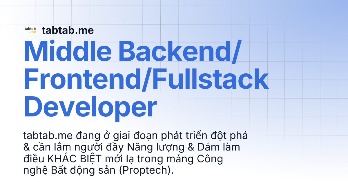 Middle Backendfrontendfullstack Developer Tabtabme